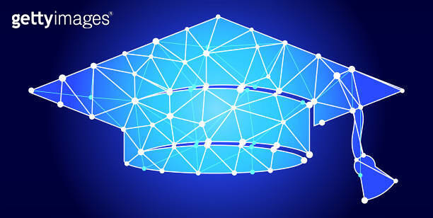 Graduation Cap Blue Triangle Node Vector Pattern 이미지 (1009179108) - 게티이미지뱅크