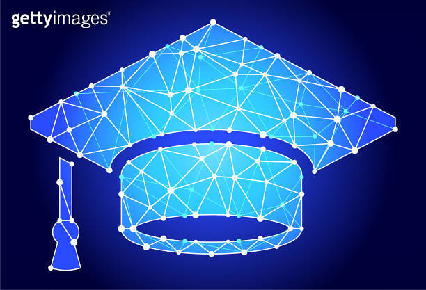 Graduation Cap Blue Triangle Node Vector Pattern 이미지 (1018374680) - 게티이미지뱅크
