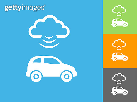 Car Cloud Computing Flat Icon on Blue Background (1038422624) 일러스트, 무료 ...