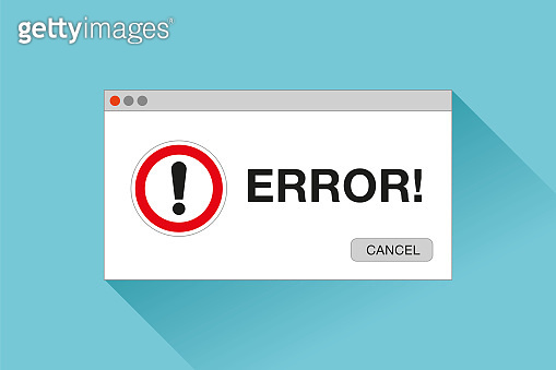 Error window in flat style, stop signs, pop-up page, vector design ...