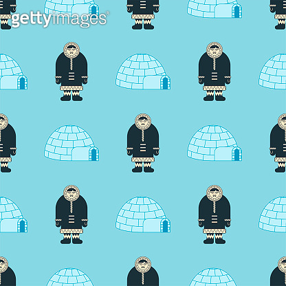 Eskimo pattern. Inuit background. arctic traditional Man of north ...