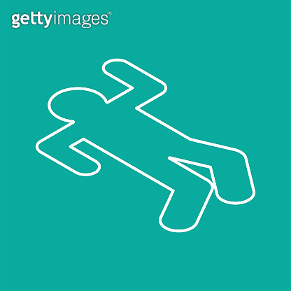 Crime scene Chalk silhouette corpse. Chalk outline of dead body. Vector ...