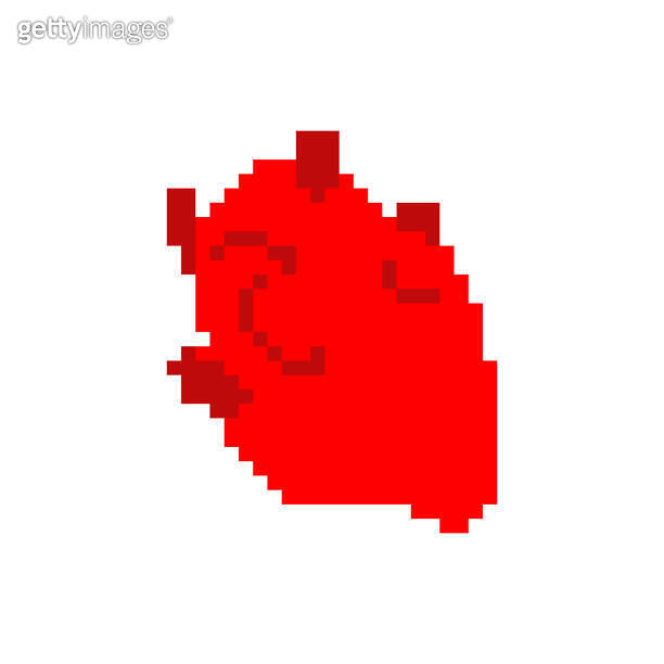 Heart Anatomy pixel art. Human internal organs 8 bit. Pixelate 16bit ...