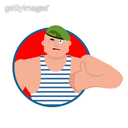 Russian soldier thumbs up and winks. Airborne troops happy emoji ...