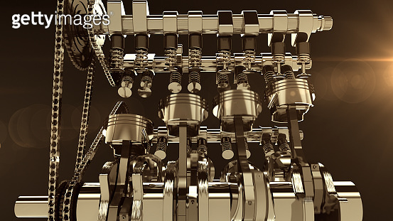 3D model of a working V8 engine with lens flare. 이미지 (957698416) - 게티이미지뱅크