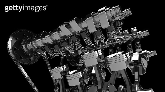 3D model of a working V8 engine. (957698036) - 게티이미지뱅크