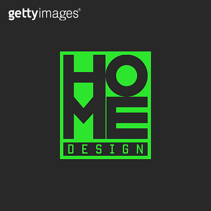 Word home logo green lettering typography poster. Inscription t-shirt ...