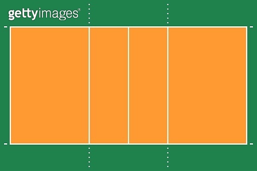 Flat Volleyball gym. Volleyball field with line template. Vector ...