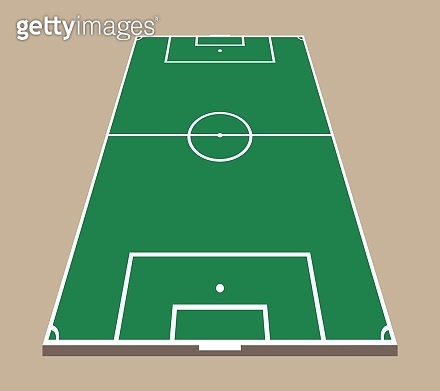 Top and back view of soccer field. Green flat football field mockup. 3d ...