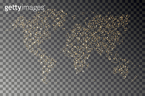 World map of twinkle sparkle vector. Stardust in globe style. Sparkle ...