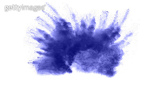 abstract explosion of blue dust on white background. Abstract blue ...