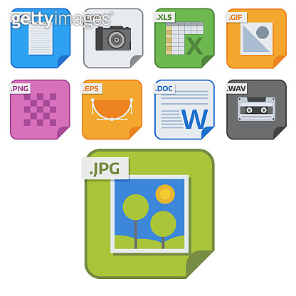 File types vector icons and formats labels file system icons ...