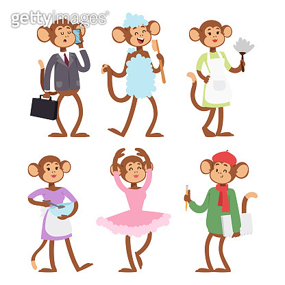 Monkeys rare animal vector cartoon macaque like people nature primate ...