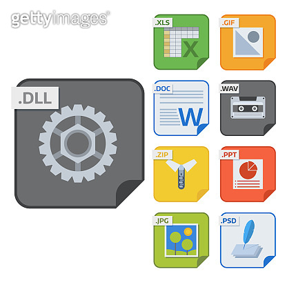 File types vector icons and formats labels file system icons ...