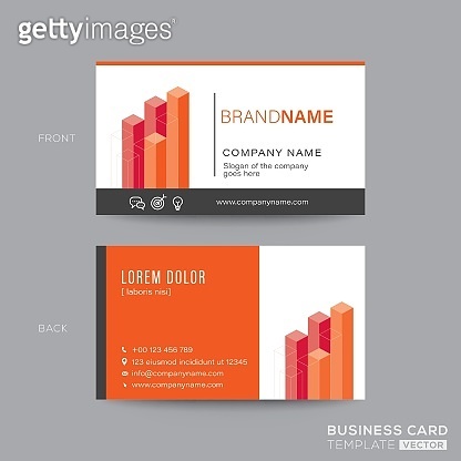 Red, Orange business card design with isometric tube graphic baclground ...