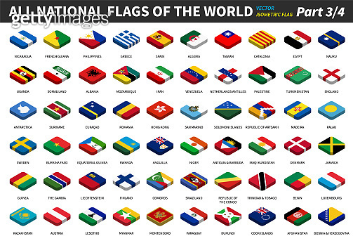 All national flags of the world . isometric top design . Part 3 of 4 ...