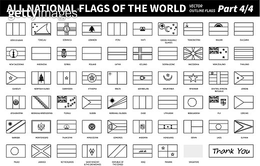 All national flags of the world . Outline shape design . Editable ...