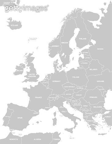 Europe map Grey vector Illustration isolated on White Background 이미지 ...