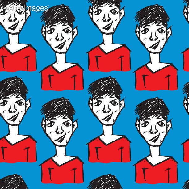 Teen boy seamless pattern vector background, fabric fashion design ...