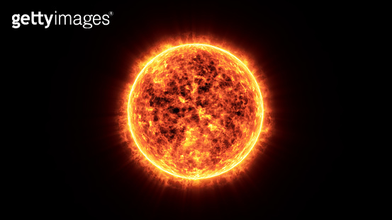 Sun Virtual Realistic Glowing Bright In Nebula Cloud And Stars ...