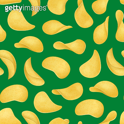 Realistic Detailed 3d Potato Chips Set Different ViewSeamless Pattern ...