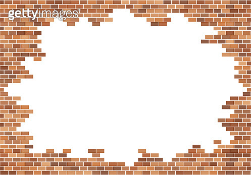 Old brick wall background. Red bricks texture. Frame border vector ...