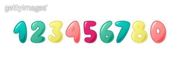 Cute numbers for kids. Vector cartoon set for children (1180723355 ...