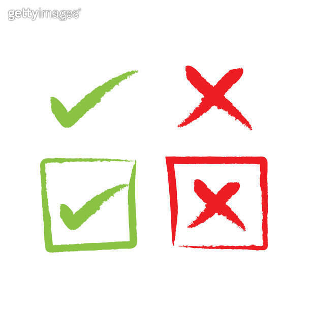 Check box list icons true and false set (1194216173) - 게티이미지뱅크