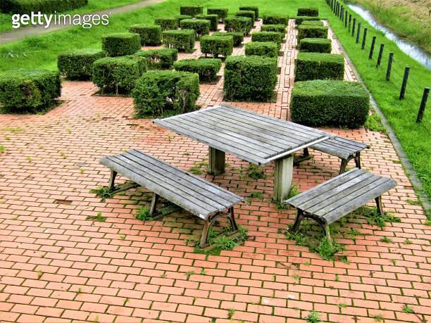 Natural Geometry. Manmade Green Pattern. Public Park in Abiko city ...