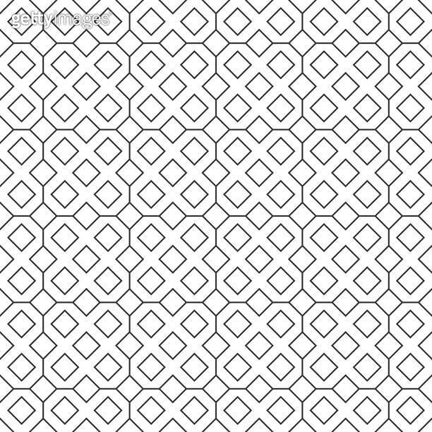 Abstract seamless diamond pattern, black and white outline of square ...