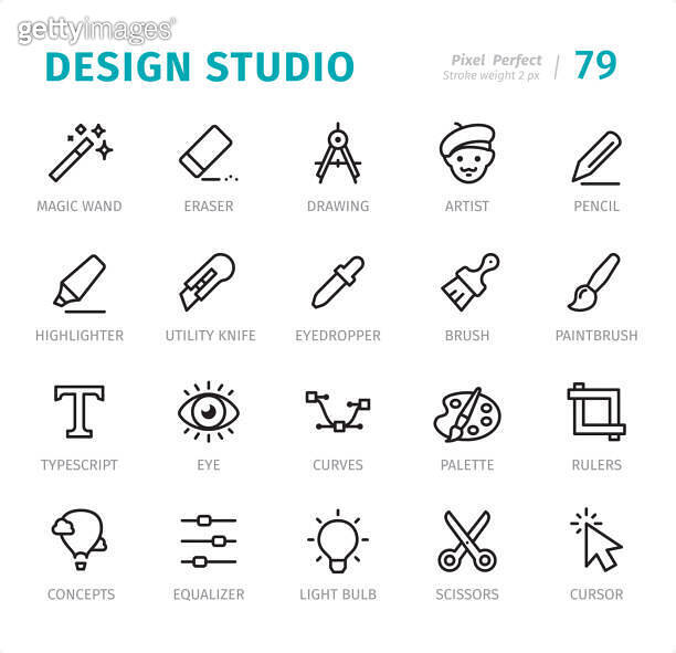 Design Studio - Pixel Perfect line icons with captions 이미지 (1175223116 ...