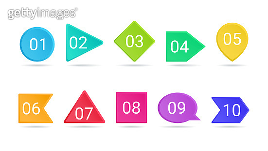 3d bullet point vector illustration set - isolated bright colorful ...