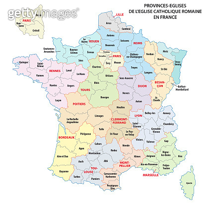 Map of the Roman Catholic Church Provinces in France (1149409005) 일러스트 ...