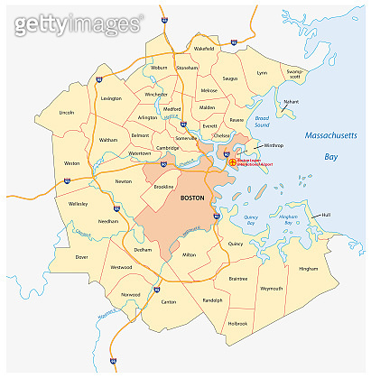 vector map of the Greater Boston metropolitan region, Massachusetts ...