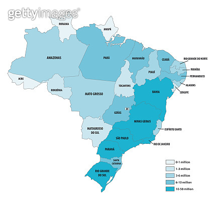 population map of the Federative Republic of Brazil (1142229467) 일러스트 ...