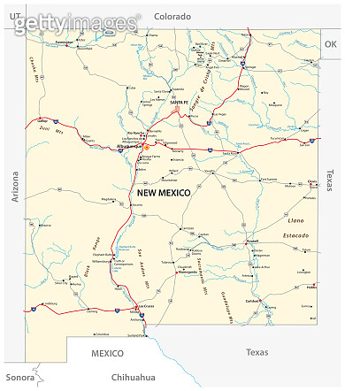 road map of the US American State of New Mexico 이미지 (1196638118) - 게티이미지뱅크