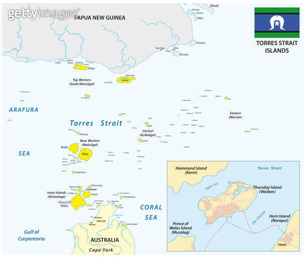 Map of the Australian Torres Strait Islands with flag 이미지 (1170646991 ...