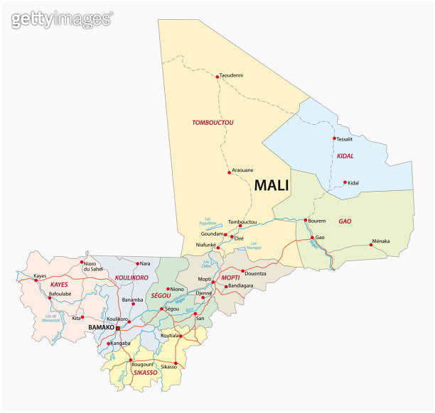 road and administrative map of the Republic of Mali (1182181795) 일러스트 ...