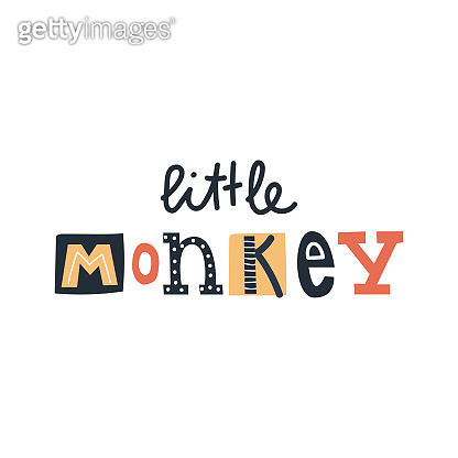 Little Monkey - cute and fun colorful hand drawn lettering for kids ...