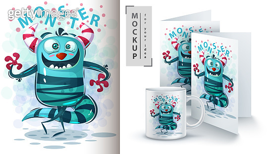 Monster say hello - mockup for your idea (1168876198) 일러스트, 무료 일러스트 ...