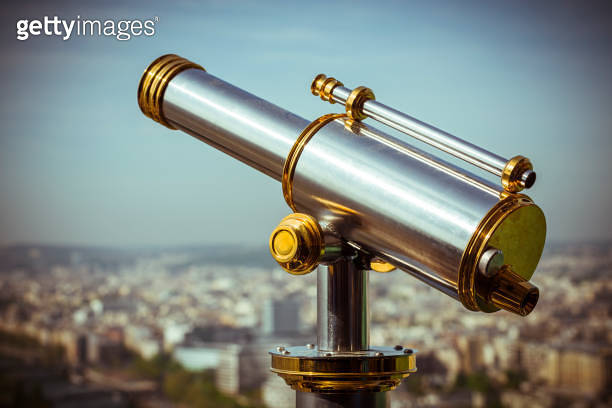 panoramic view over Paris with coin operated telescope (1148343959 ...