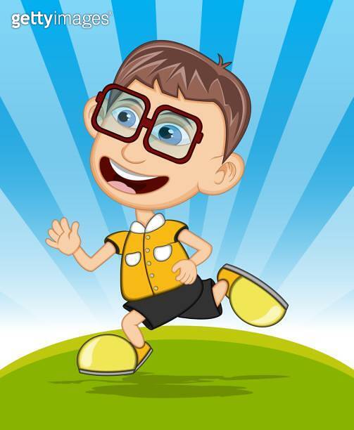 The boy is smiling while running vector illustration 이미지 (1171434925 ...