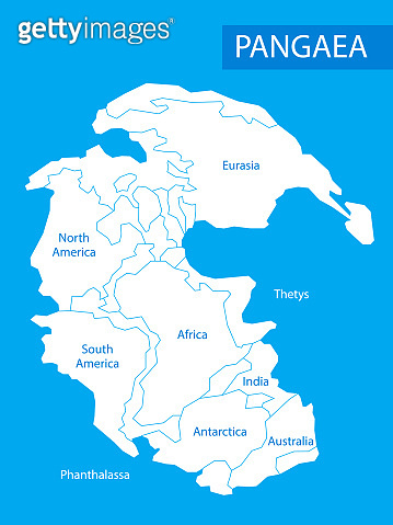 Pangaea or Pangea. Vector illustration of supercontinent that existed ...
