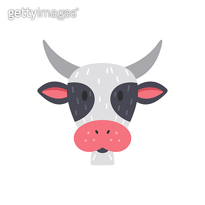 Cute kid cow face vector illustration isolated on white. (1162203071 ...