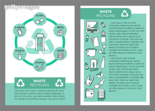 Waste management brochure template layout. Trash sort. Flyer, booklet ...