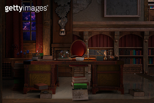 Fantasy wizards magical spell room, 3d render. (1190776094) 일러스트, 무료 ...