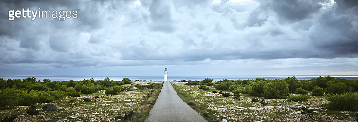 Panoramic view of Barbaria Lighthouse in formentera Islan in spain with ...