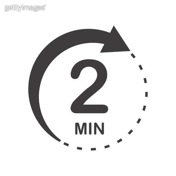 Two minutes icon. Symbol for product labels. Different uses such as ...