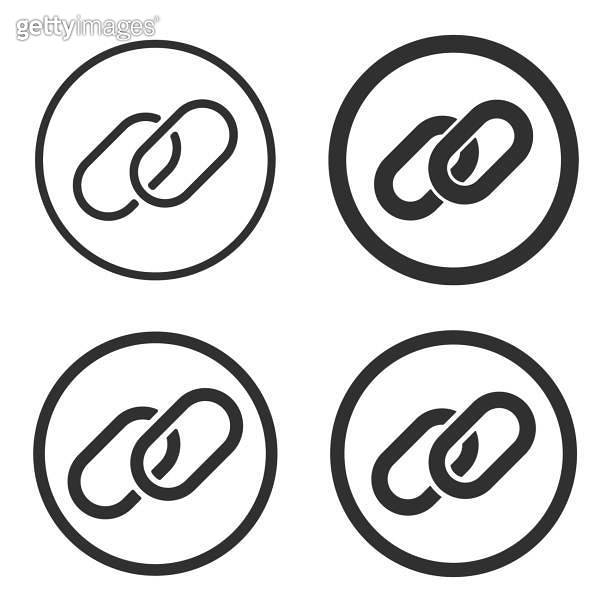Chain link icon shape button set. Hyperlink connection linked logo ...