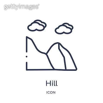 hill icon from nature outline collection. Thin line hill icon isolated ...